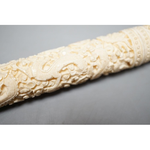 A Chinese export ivory needle case.16 cms long.