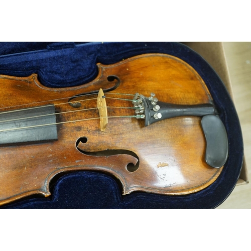 A 19th century German violin stamped Hopf, cased