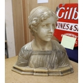 An alabaster bust of a young girl, Mignon, (made in three sections), 38 ...