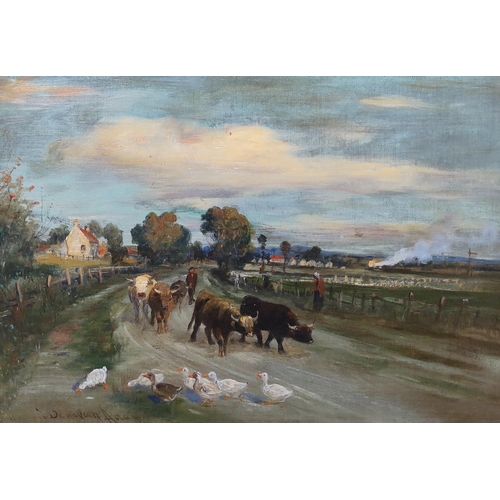 Joseph Denovan Adam (Scottish 1842-1896) oil on canvas, Rural pathway ...