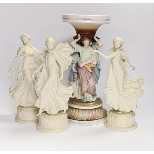 Three Wedgwood Dancing Hours figurines and a 19th century porcelain ...