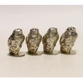 A set of four Italian 800 standard white metal bird pepperettes, by ...