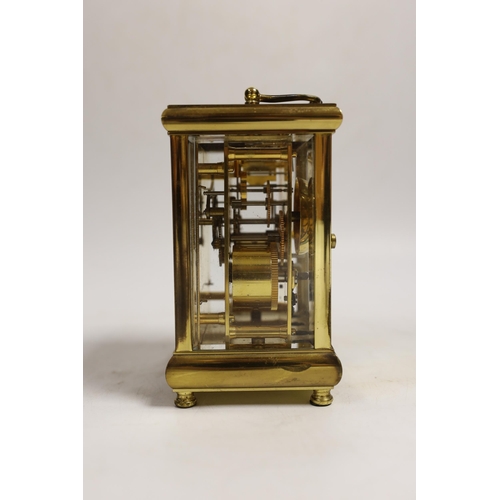 A 20th century brass carriage clock, signed Taylor and Bligh, England ...