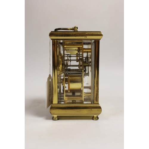 A 20th century brass carriage clock, signed Taylor and Bligh, England ...