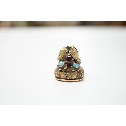 A 19th century yellow metal, garnet and turquoise mounted foil backed ...