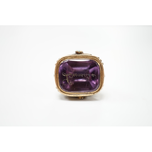 A 19th century yellow metal, garnet and turquoise mounted foil backed ...