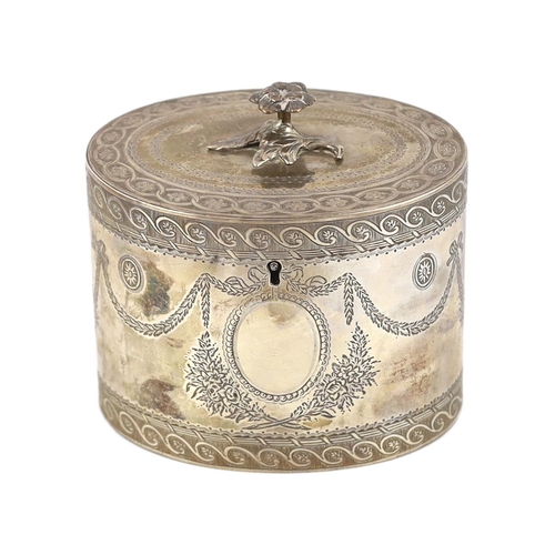 A George III engraved silver ova tea caddy, by Thomas Daniell ...