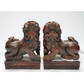 Two Japanese carved and lacquered hardwood Temple dogs, late Tokugawa ...