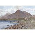 Herbert Moxon Cook (1844-1928), watercolour, Mountainous lakeside ...