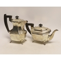 A George VI silver teapot and matching hot water pot by Viners Ltd ...