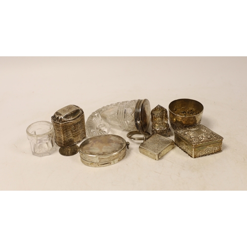 An early 19th century silver mounted cut glass snuff mull, 87mm, two ...