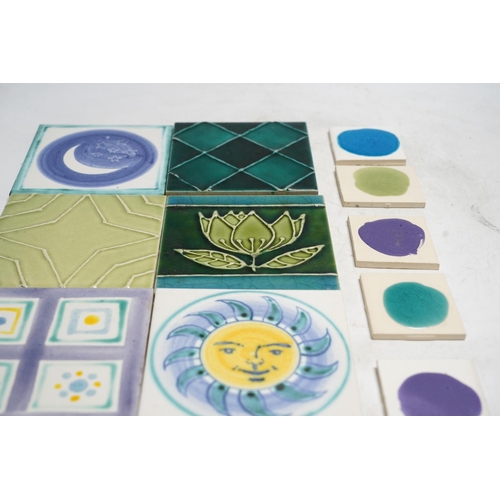 A collection of forty-three Kenneth Clark ceramic tiles and a quantity ...