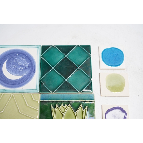 A collection of forty-three Kenneth Clark ceramic tiles and a quantity ...