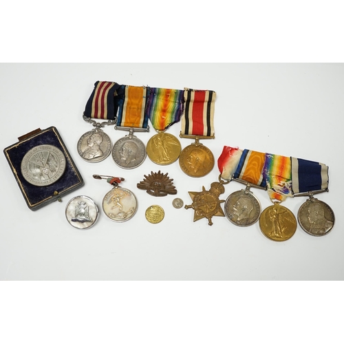 Two First World War medal groups; a military medal group awarded to Pte ...