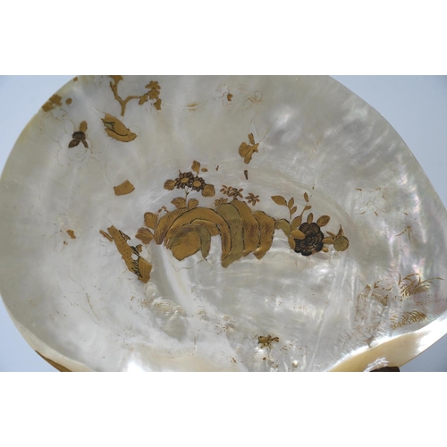 A pair of Japanese gold lacquer mother-of-pearl shells on Chinese ...
