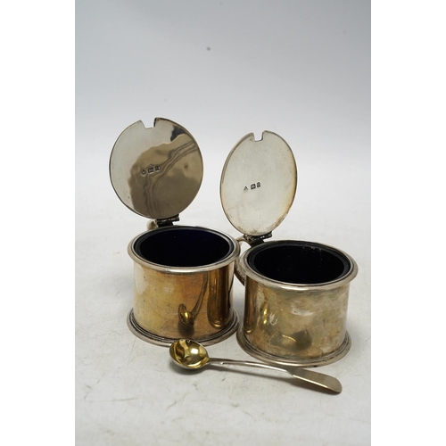 A pair of George V silver drum mustards, by Harman & Co, London 1929 ...