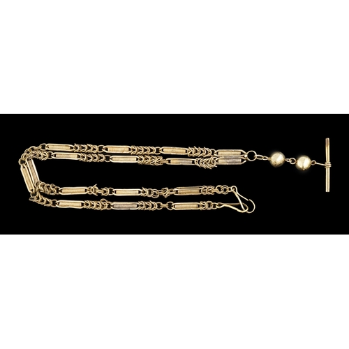 A 19th century continental gold albert, with baton coil and rope twist ...