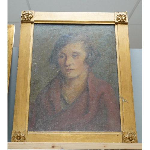 Irish School, oil on canvas, Head and shoulders portrait of a lady ...