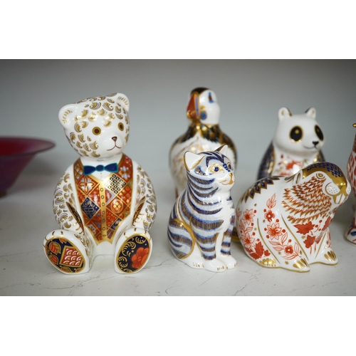A collection of nine Royal Crown Derby animal paperweights, 14cm ...