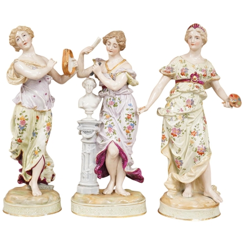 Early 20th century German figural pottery; The Three Graces, tallest 21 ...