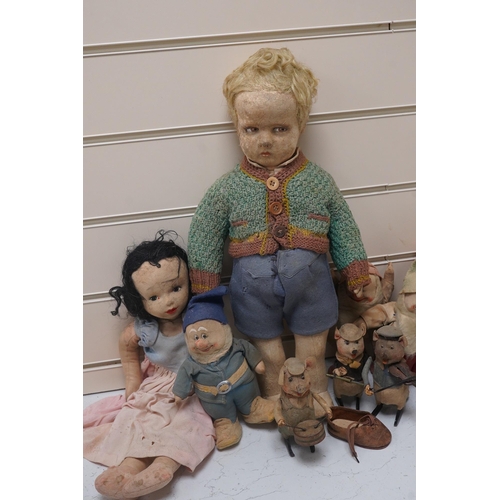 A Merrythought Hygienic Toys Snow White and the seven dwarves, three ...