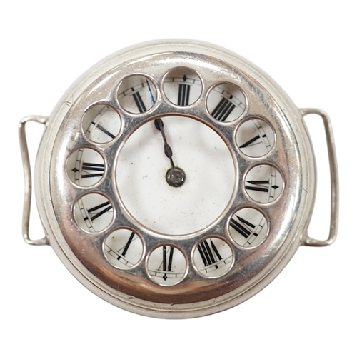 A George V silver manual wind trench watch with 'telephone dial ...