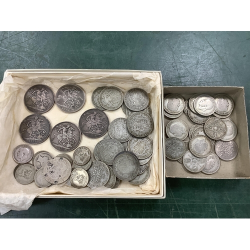 British silver coins, Victoria to George VI, five crowns, various ...