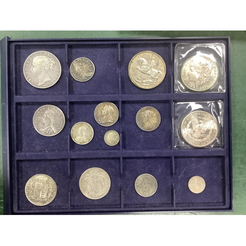 British and US coins and banknotes, to include Victoria silver crown ...