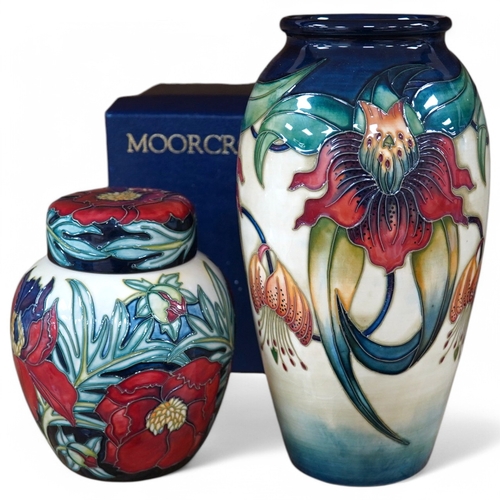 Two pieces of modern Moorcroft comprising Anna Lily vase by Nicola ...