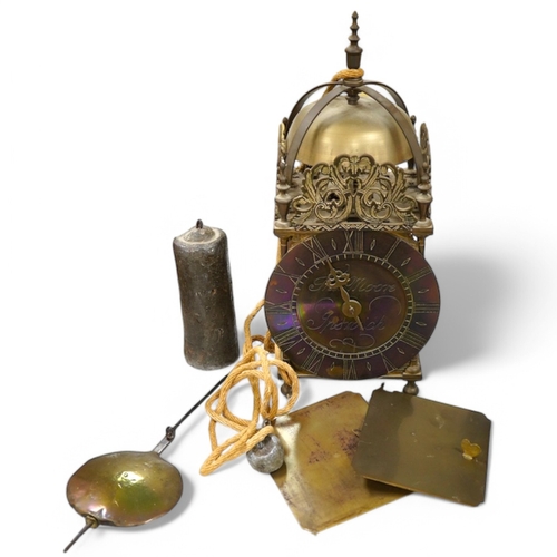 After Thomas Moore of Ipswich, a brass cased lantern clock with a ...