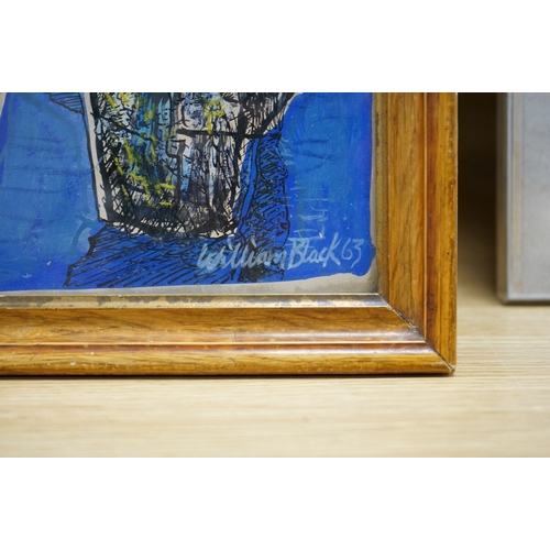 William Black (Cornish, 20th. C), ink and watercolour, 'Blue Stones ...