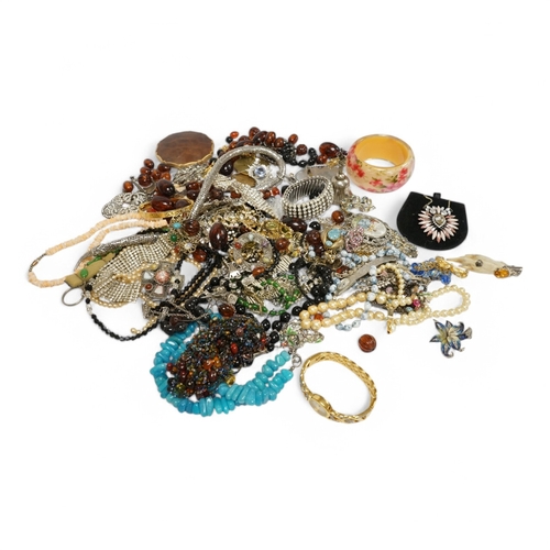 A quantity of assorted costume jewellery. Condition - poor to fair