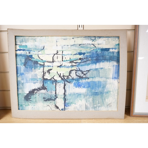 Nellist, mid century mixed media on paper, Abstract composition, signed ...