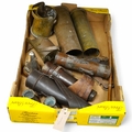 A collection of First World War trench art including engraved shell ...