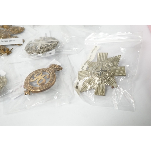 Eighteen Scottish and the Borders cap badges and Glengarry badges ...