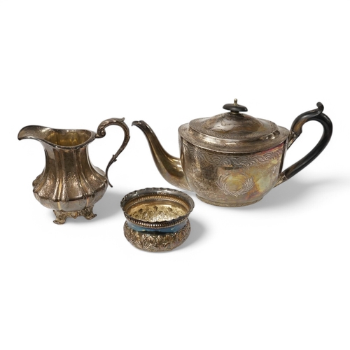 A George III engraved silver oval teapot, by John Eames, London, 1803 ...