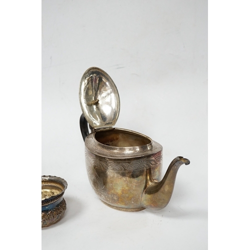 A George III engraved silver oval teapot, by John Eames, London, 1803 ...