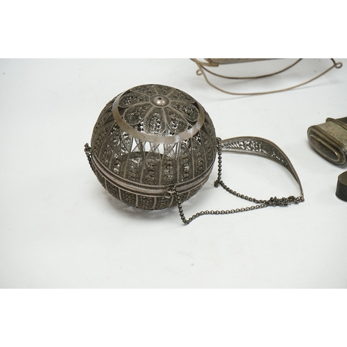 A Dutch? miniature white metal model of a three masted ship, on a ...