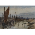 John Chambers (1852-1928), watercolour, Norfolk fishing fleet, signed ...