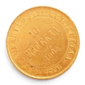 Gold coins, Finland, gold 10 Markkaa, 1904, good VF