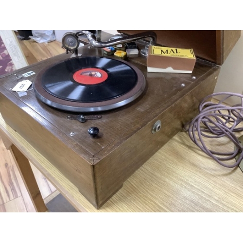 An EMG 'Handmade Gramophone' with electrically powered motor, in an oak ...