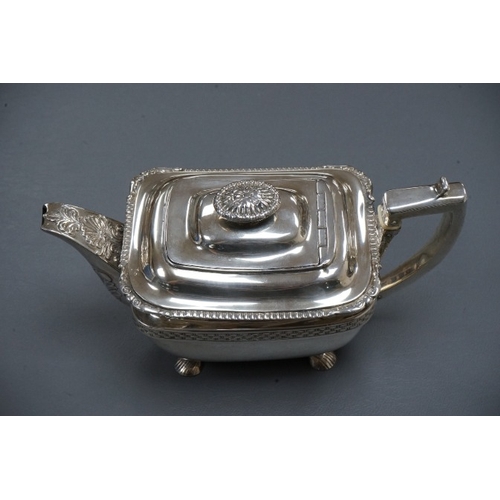 A George III silver oblong teapot by Daniel Pontifex, London, 1809 ...