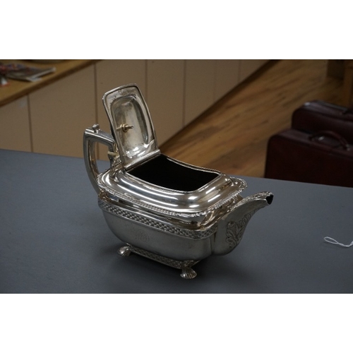 A George III silver oblong teapot by Daniel Pontifex, London, 1809 ...