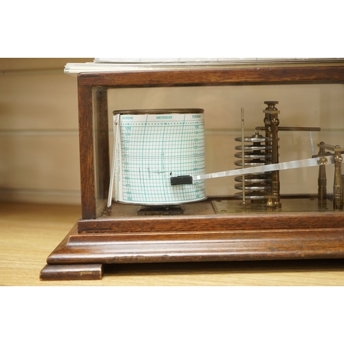 An early 20th century mahogany cased barograph by an unknown maker ...