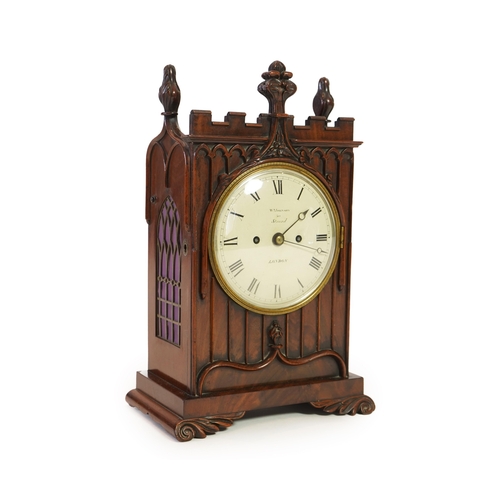 A small late Regency Gothic Revival mahogany bracket clock, signed ...