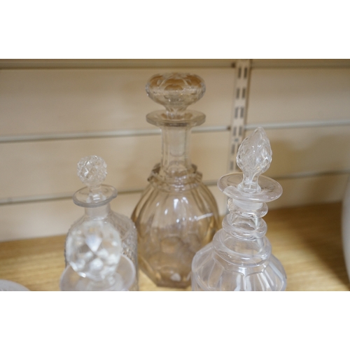 A collection of assorted drinking glassware including sets of decanters ...