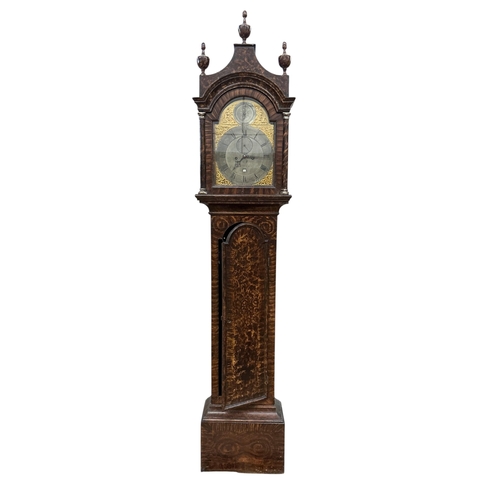 A George III simulated mulberry eight day longcase clock, the arched ...