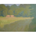 § Robert Buhler RA (1916-1989)Landscape with trees and haystacks,oil on ...