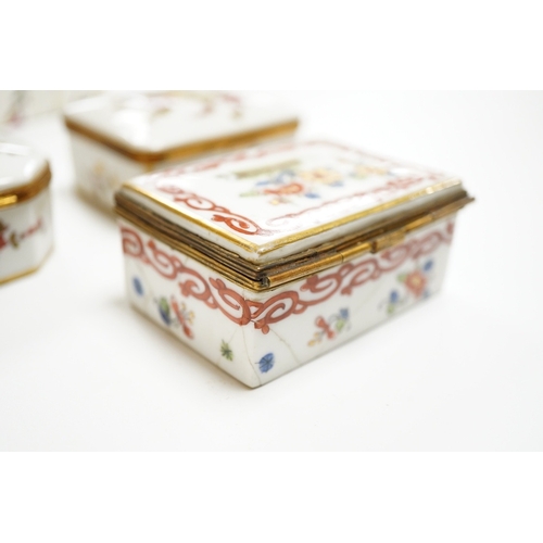 Three early 20th century French porcelain snuff boxes with floral ...