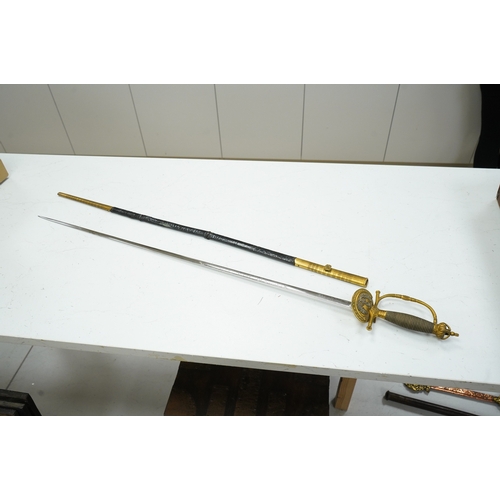 An Edward VII diplomat s court sword with regulation etched polished ...